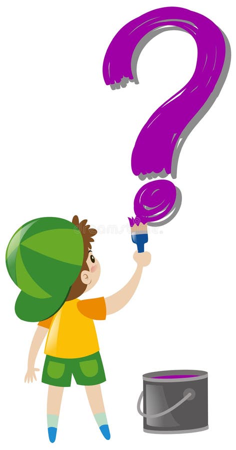 Boy Painting Question Mark on Wall Stock Vector - Illustration of back ...