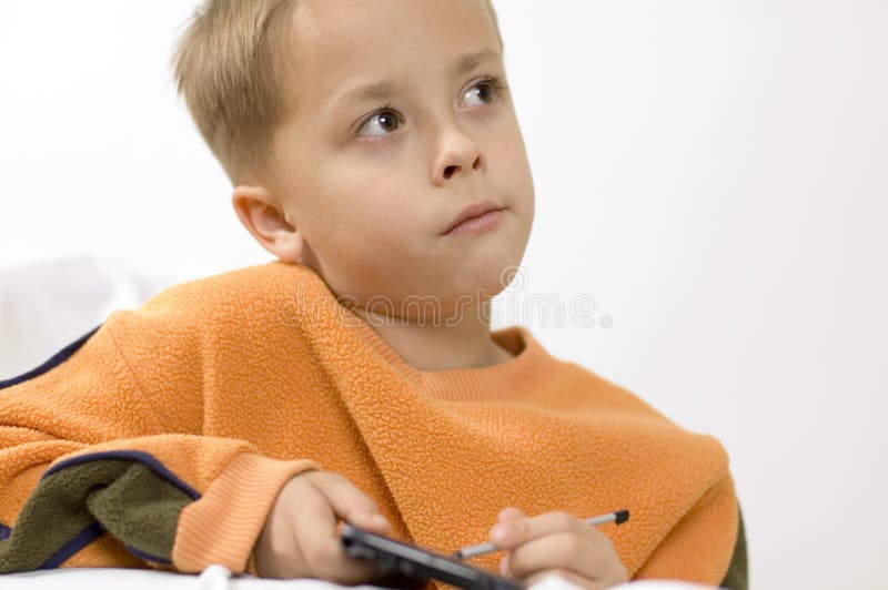 Boy / palmtop / white stock photo. Image of date, handing - 286360