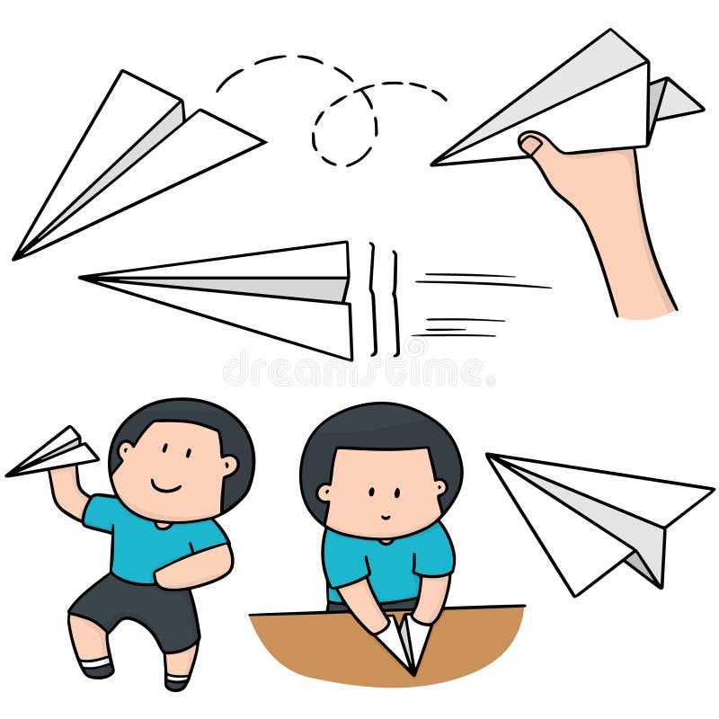 Boy and paper plane stock vector. Illustration of freedom - 75336959
