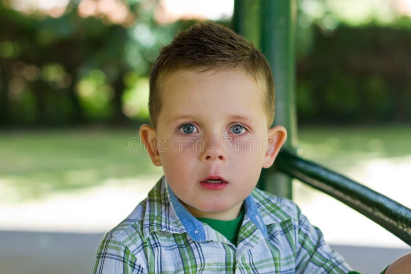 Little Boy Thinking Side Profile Stock Photo - Image of joyful, child ...