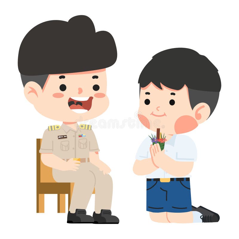 Boy is Paying Respect To His Teacher Stock Illustration - Illustration ...