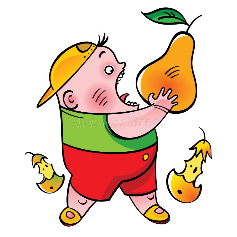 Little Boy Eating a Watermelon Stock Vector - Illustration of eating ...