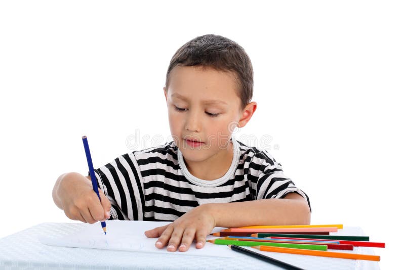 Young boy writing stock image. Image of handsome, alone - 14147095
