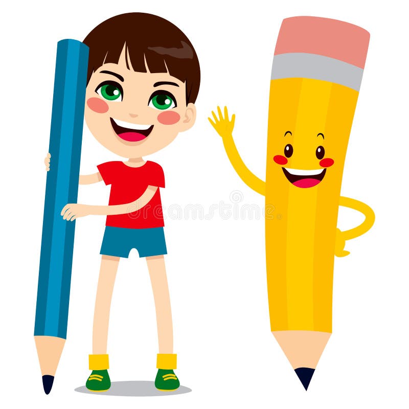 Cartoon Boy Holding Pencil Stock Illustrations – 960 Cartoon Boy ...