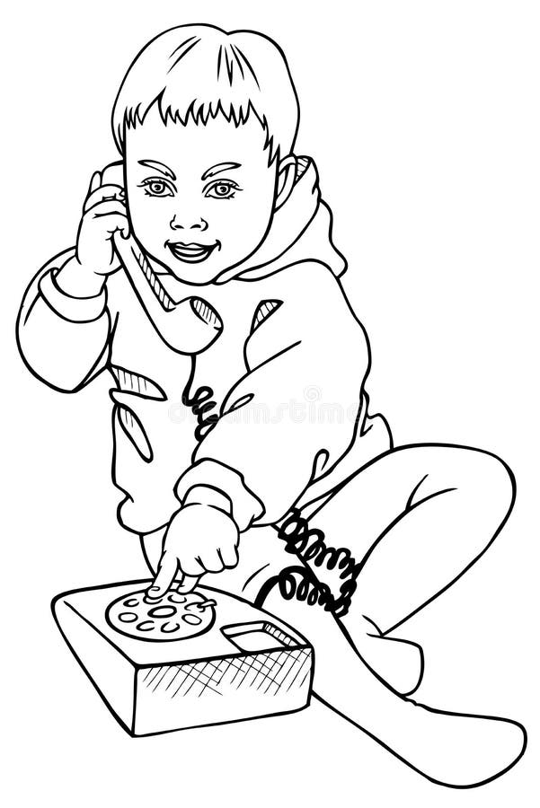 Boy and phone stock vector. Illustration of call, phone - 46135073