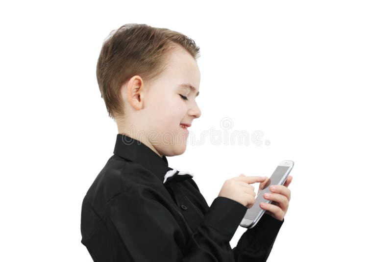 Boy with a phone stock image. Image of cellphone, mobile - 31445687