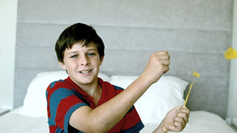 Boy Piercing His Yellow Balloon and Getting a Fright Stock Video ...