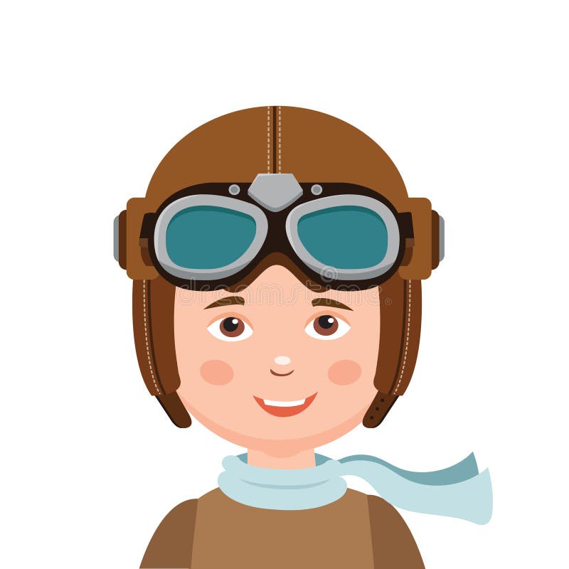 Boy Pilot Hat. Young Boy Pilot in White Background. Stock Vector ...