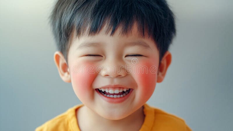 Boy with Pink Cheeks Smiling Editorial Photography - Illustration of ...