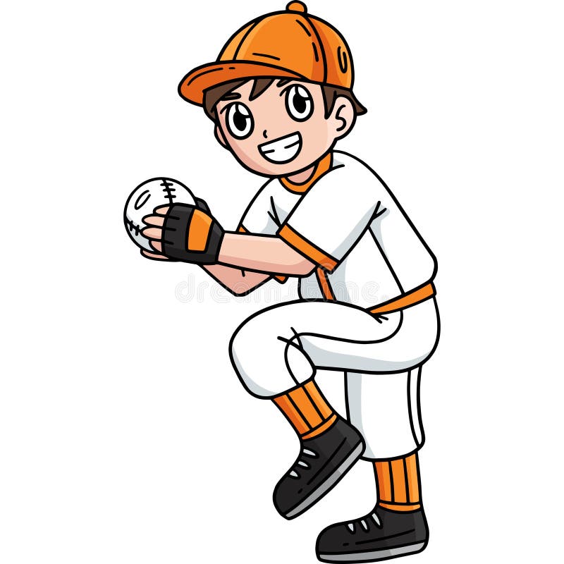 Boy Pitching Baseball Cartoon Colored Clipart Stock Vector ...