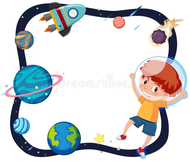 A Boy in Planet Space Frame Stock Vector - Illustration of science ...