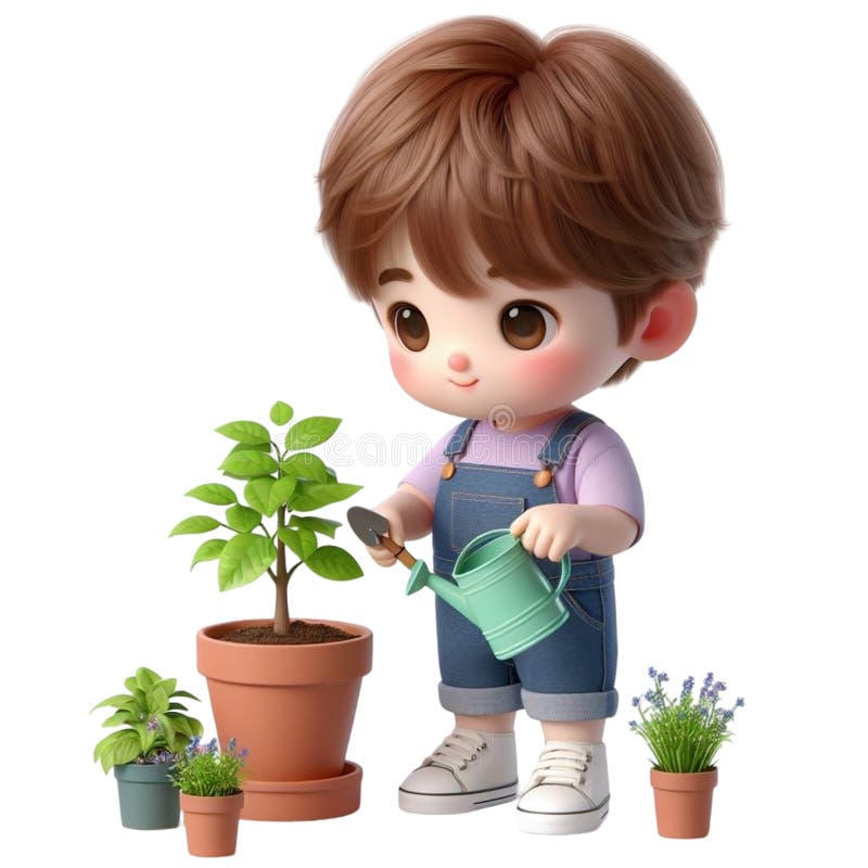 Boy planting trees stock illustration. Illustration of plant - 319065148