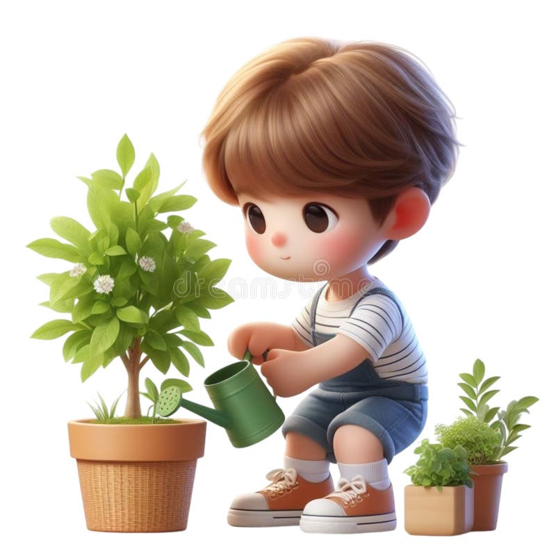 Boy planting trees stock illustration. Illustration of care - 319065163