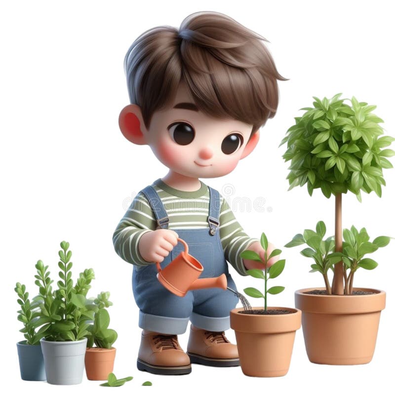 Boy planting trees stock illustration. Illustration of spring - 319065166
