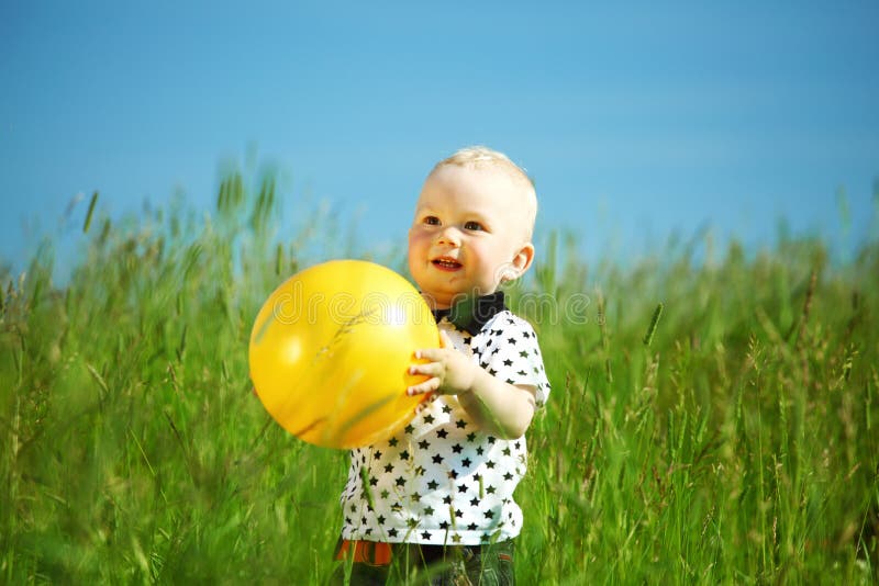 Boy play stock image. Image of adorable, childhood, meadow - 19046363