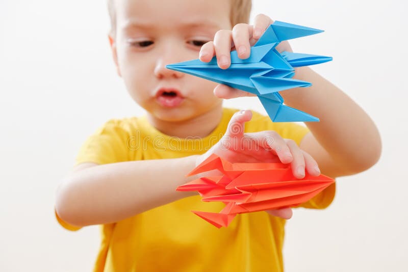 Boy Play with Rocket Child Toy Dream, Imagination Stock Image - Image ...
