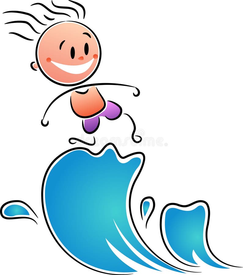 A boy play with waves stock vector. Illustration of activity - 91760701