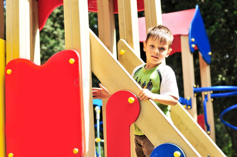 Boy on the playground stock image. Image of motion, brother - 43423025