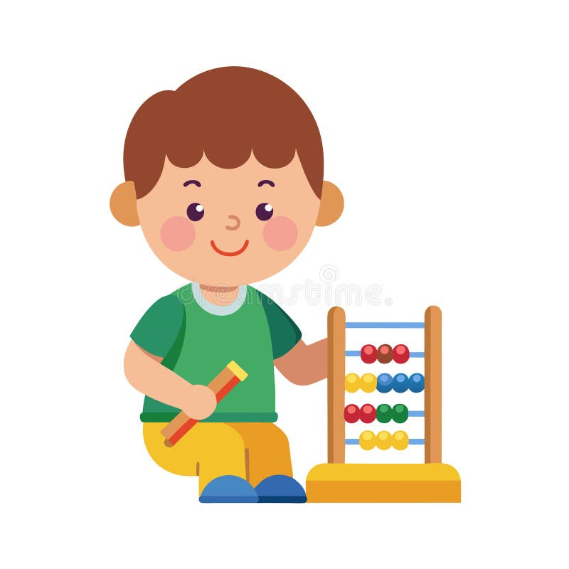 Boy Playing with Abacus: Educational Toy for Math Learning and ...