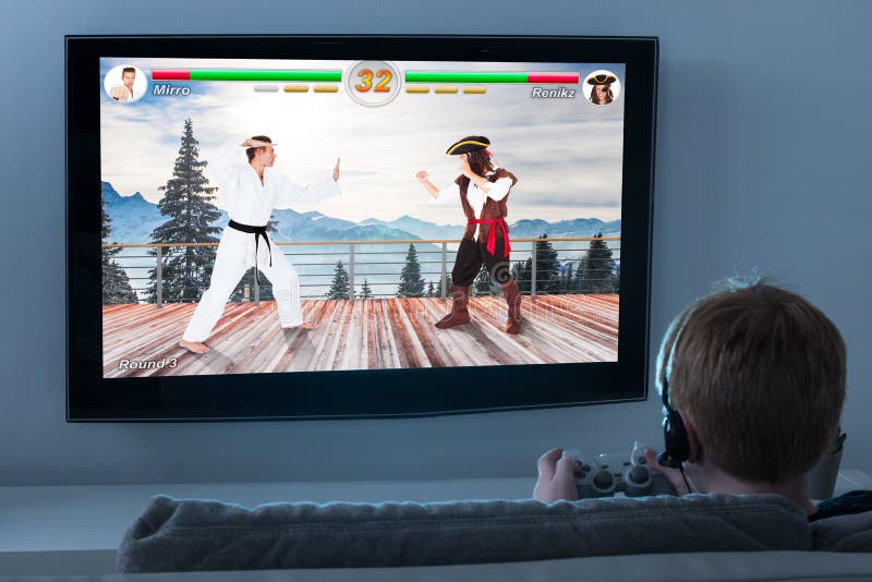 Person Playing Videogame on Television Stock Image - Image of game ...