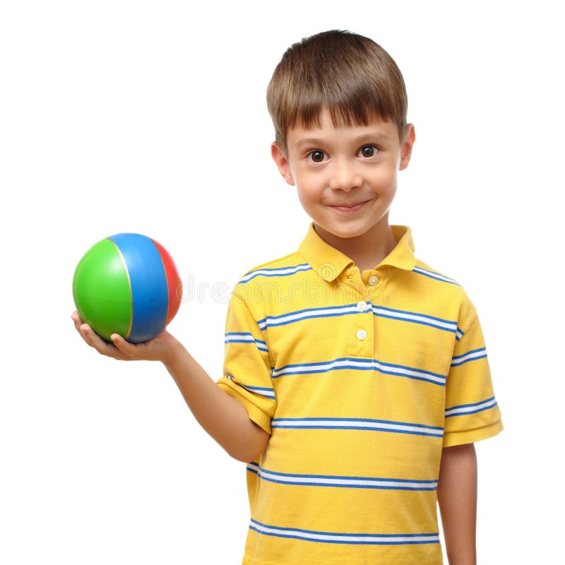 Child Playing with Colorful Toy Rubber Ball Stock Photo - Image of ...