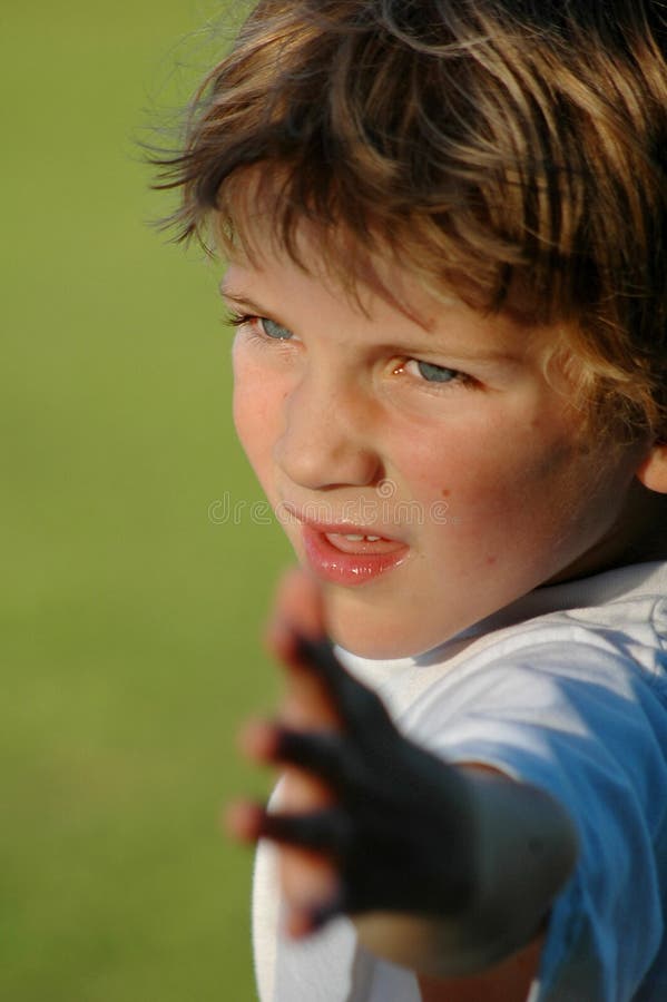 Boy Playing Ball at the Park Stock Image - Image of happy, determined ...