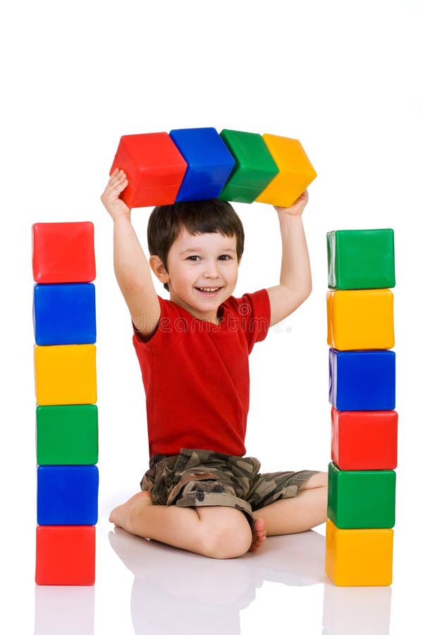 Boy and blocks stock photo. Image of build, child, wooden - 7141232