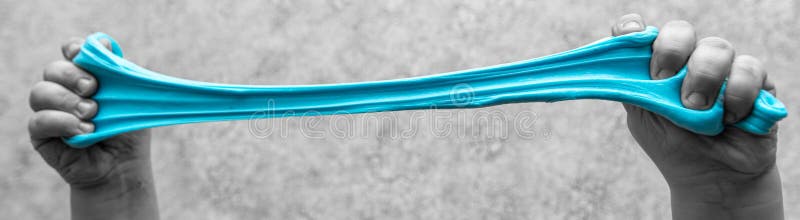 The Boy is Playing with a Blue Slime Stock Image - Image of fingers ...