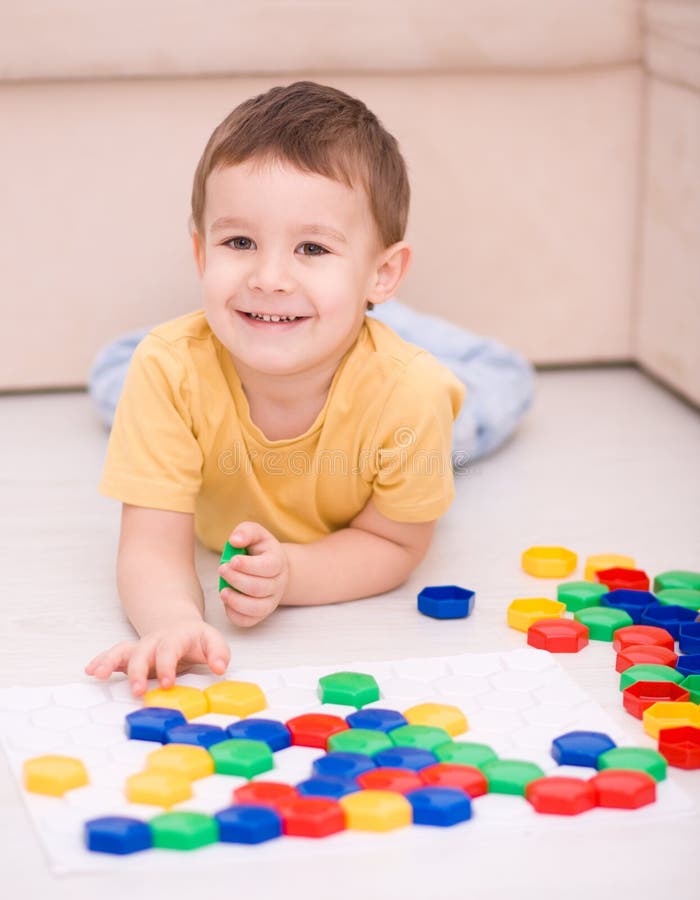 Boy is Playing with Building Blocks Stock Photo - Image of people ...