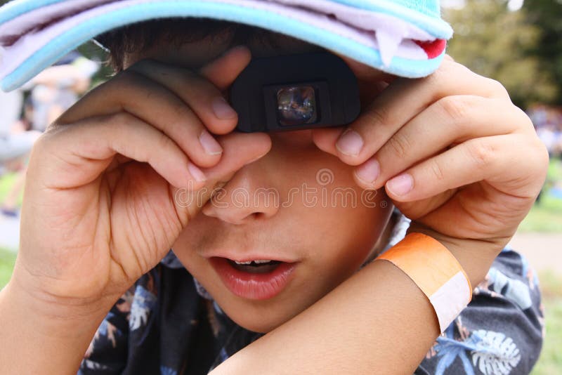 Boy Playing with Camera Eye Piece Stock Image - Image of photograpy ...
