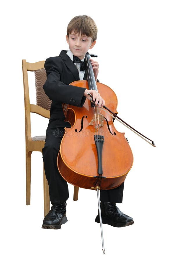 Boy playing the cello stock photo. Image of play, concentration - 12735480
