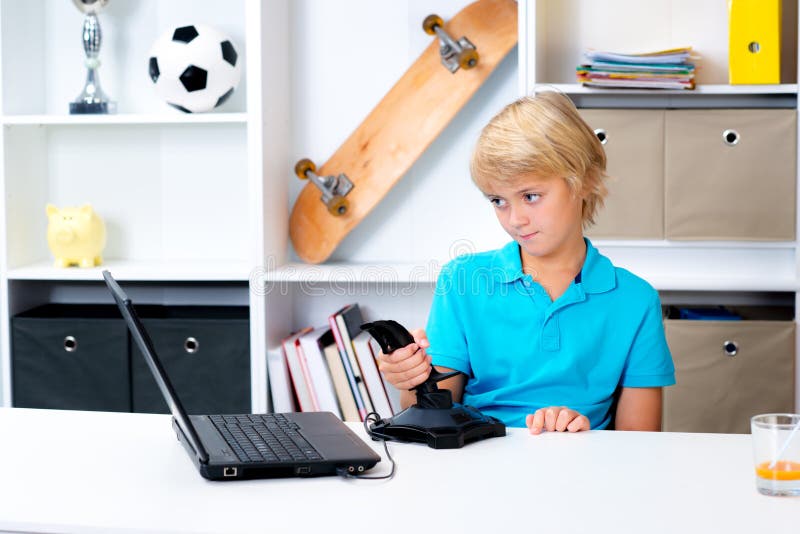 Boy is Playing Computer Game Stock Image - Image of blond, adhd: 62957555