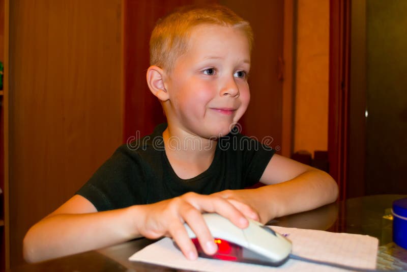 Boy Playing on the Computer Stock Photo - Image of children, cheerful ...