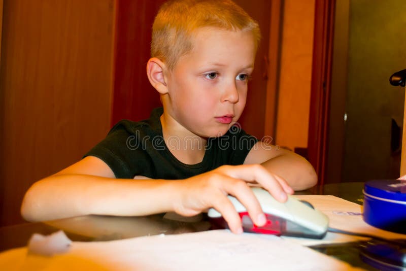 Boy Playing on the Computer Stock Photo - Image of emotion, amazing ...