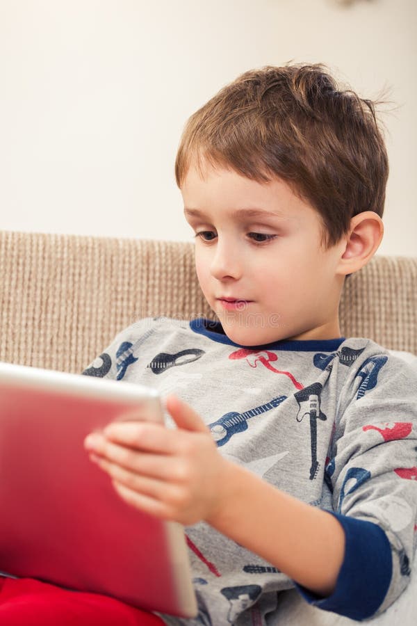 Boy Playing with Digital Tablet Stock Photo - Image of people, cute ...