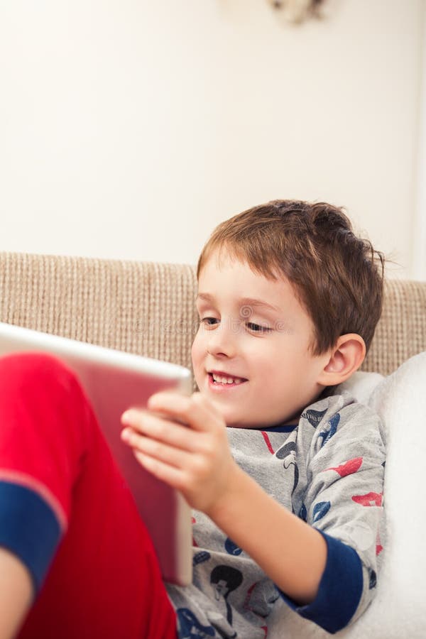 Boy Playing with Digital Tablet Stock Image - Image of childhood ...