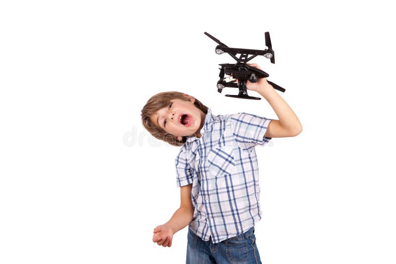 Boy playing with drone stock photo. Image of play, handset - 80029800