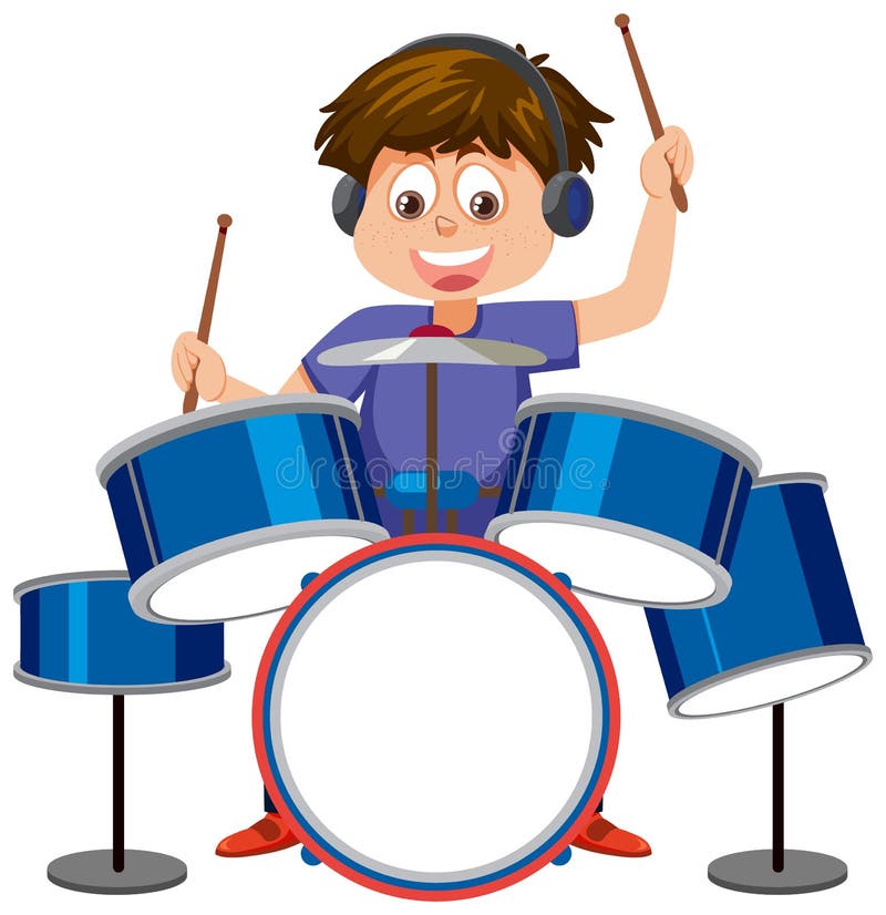 Cartoon Boy Playing Drums Stock Illustrations – 365 Cartoon Boy Playing ...