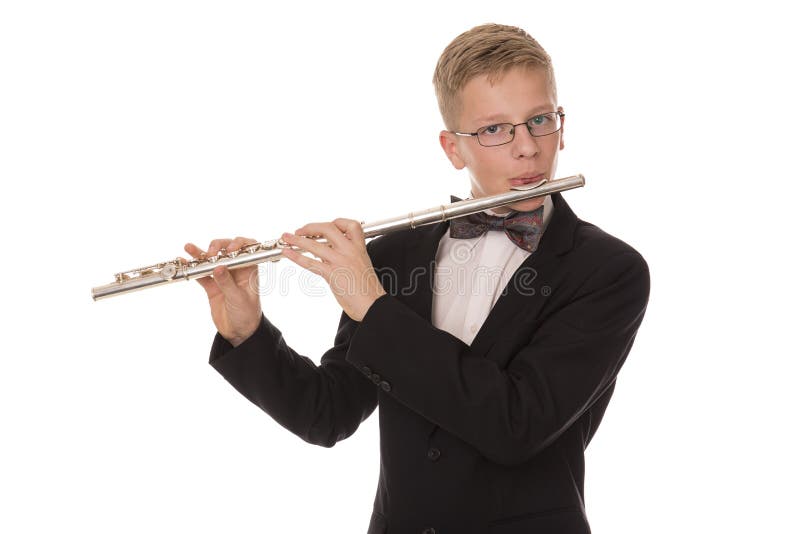 Boy playing a flute stock image. Image of classic, play - 62809681