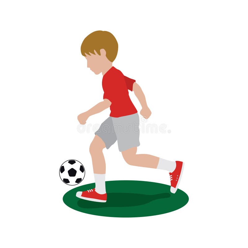 Boy Playing Football. Vector Illustration Decorative Design Stock ...