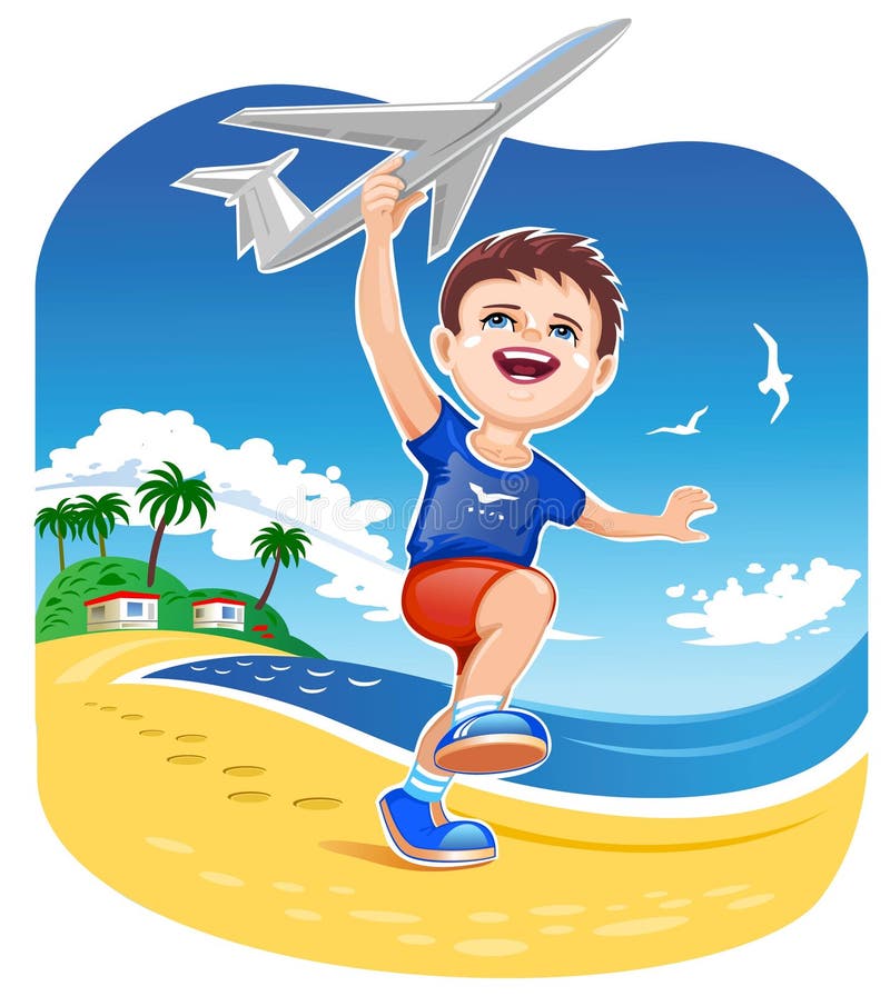 Boy Playing Jet Toy stock vector. Illustration of children - 7406875
