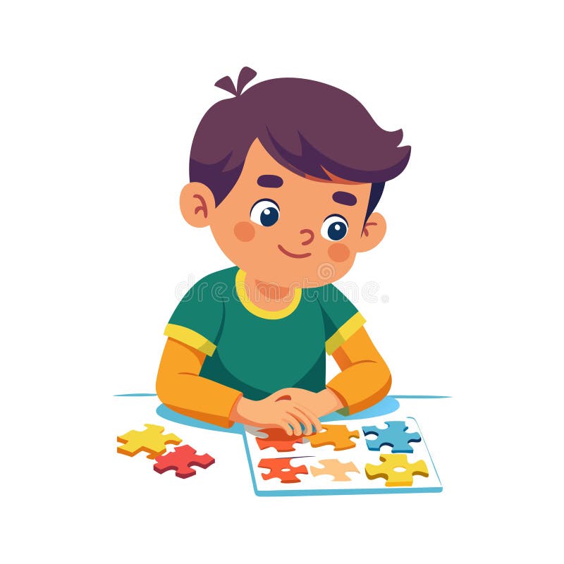 Boy Playing Jigsaw Puzzle, Educational Game, Children S Activity ...