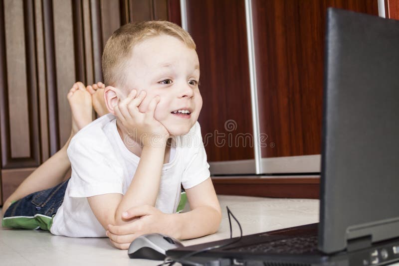 Boy playing laptop stock photo. Image of computer, baby - 73048860