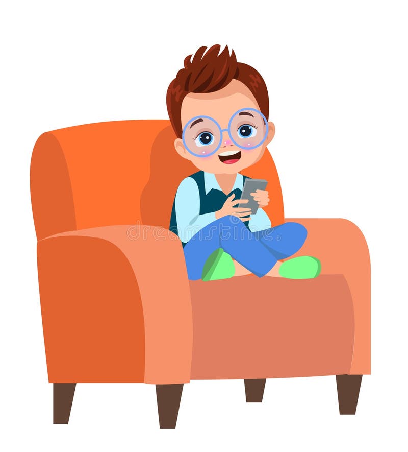 Boy Playing with Phone Cross-legged Stock Vector - Illustration of ...