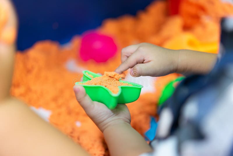 A Boy is Playing Science Sand at the Playground Stock Photo - Image of ...