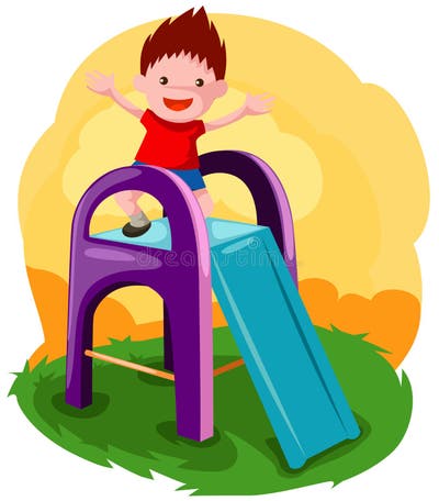 Boy playing on the slide stock vector. Illustration of activity - 16448890