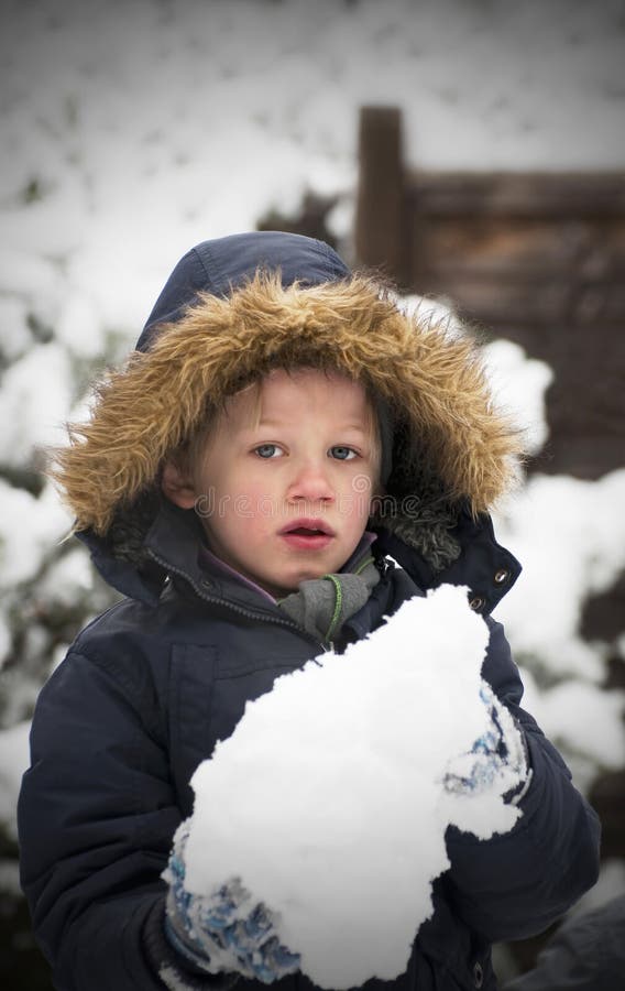 Boy playing in the snow stock photo. Image of face, faces - 23411896