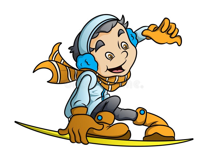 The Boy is Playing the Snow Board in Winter Season Stock Vector ...