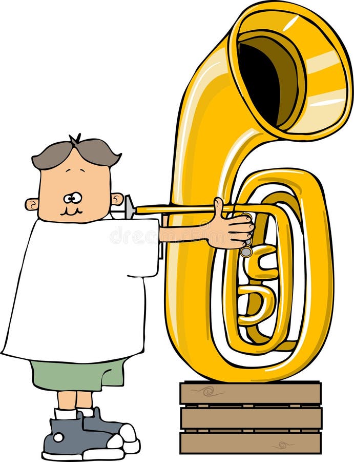 Boy playing a tuba stock illustration. Illustration of male - 44882115