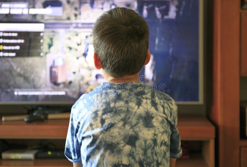 Little Addicted Boy Playing Video Game on Laptop Stock Photo - Image of ...